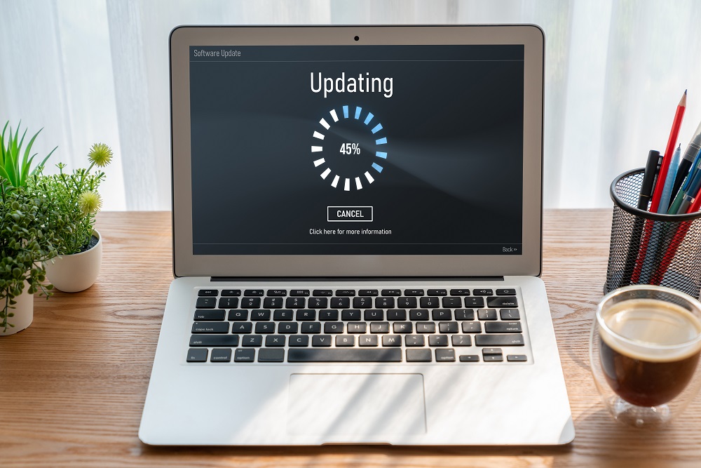 Software update on computer for modish version of device software ...